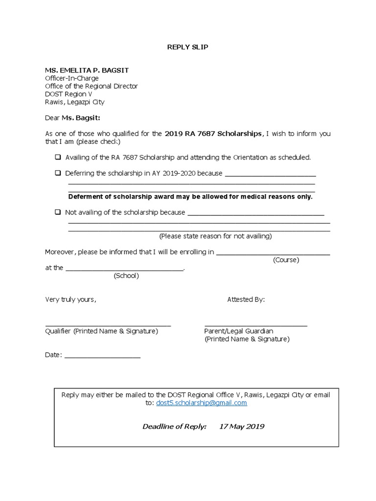 2019reply Slip RA7687 | PDF | Career & Growth
