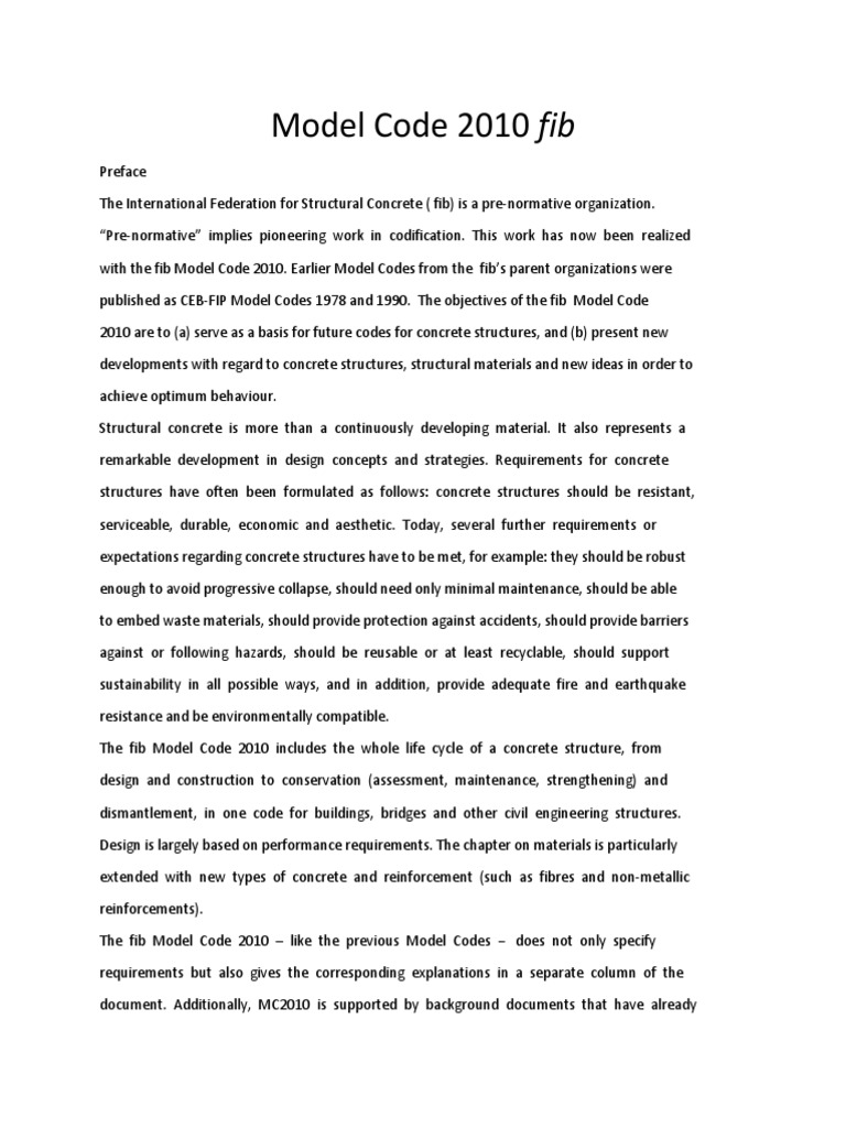 Model Code 2010 Fib View | Download Free PDF | Concrete
