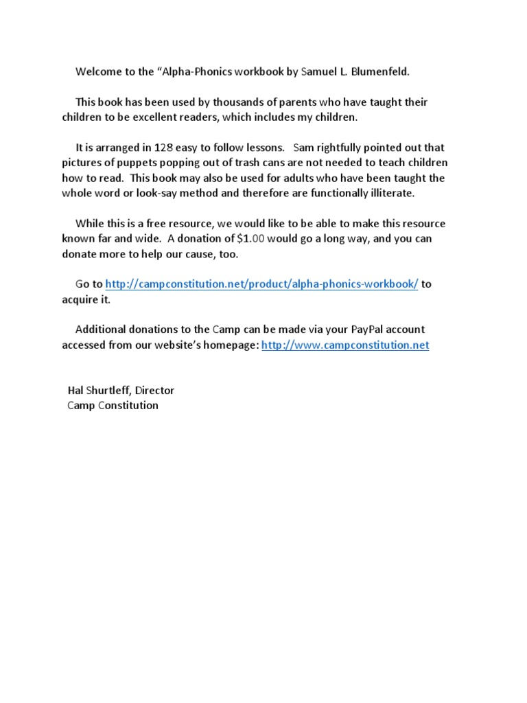 Alpha-Phonics Workbook for Adults | PDF