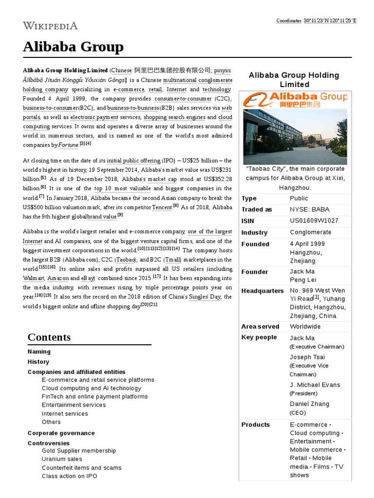 Alibaba Group | PDF | Alibaba Group | Companies