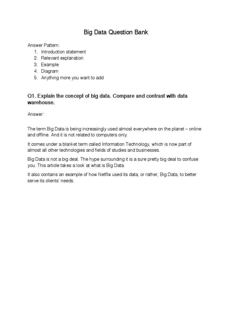 Big Data Question Bank | PDF | Apache Hadoop | Cloud Computing