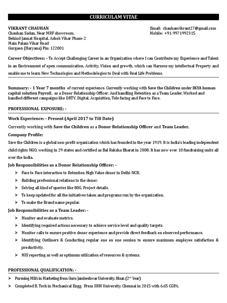 Vikrant Resume | PDF | Cognition | Communication