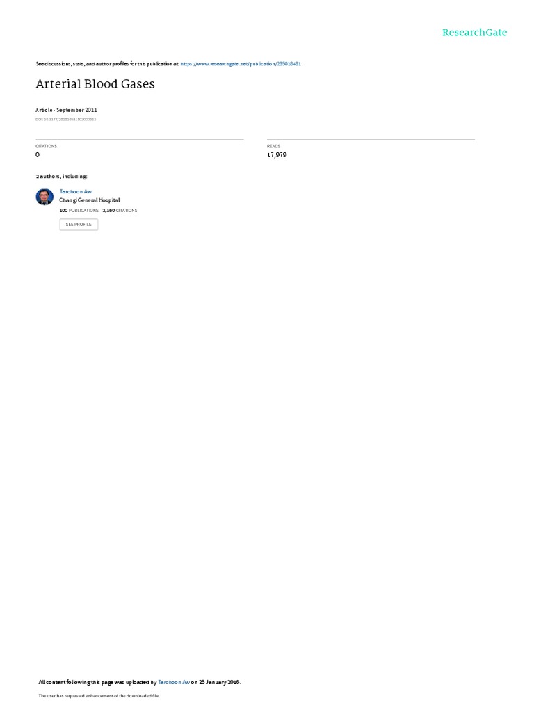 Arterial Blood Gases | PDF | Bicarbonate | Physiology