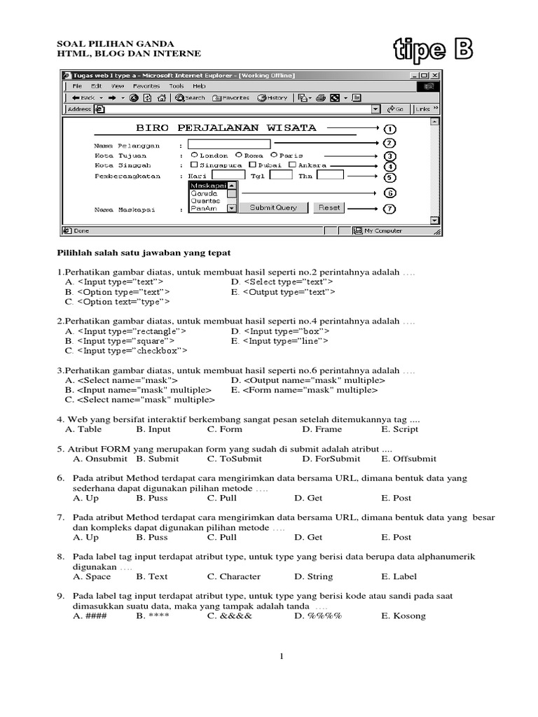 Soal REMEDIAL HTML - Internet - Blog TIPE B PDF | PDF