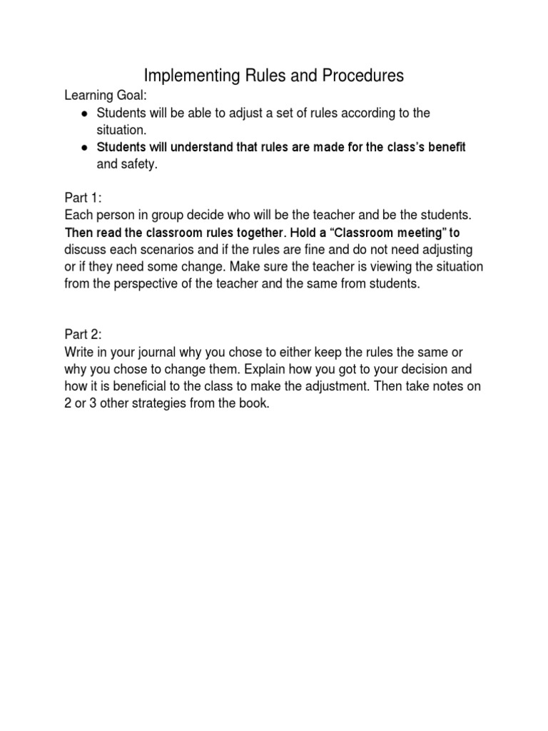 Classroom Rules Adjustment Guide | PDF | Classroom | Teachers