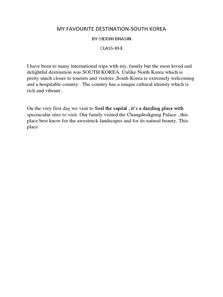 My Favourite Destination | PDF