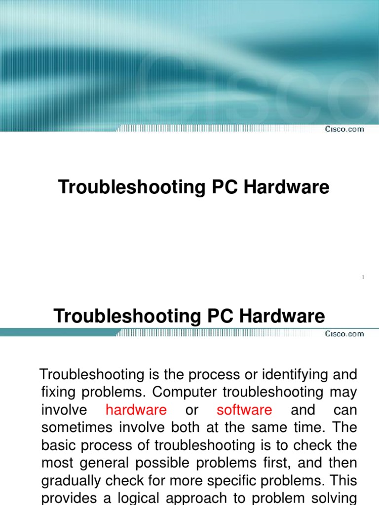 PC Troubleshooting - Introducing To Problems | PDF | Troubleshooting ...