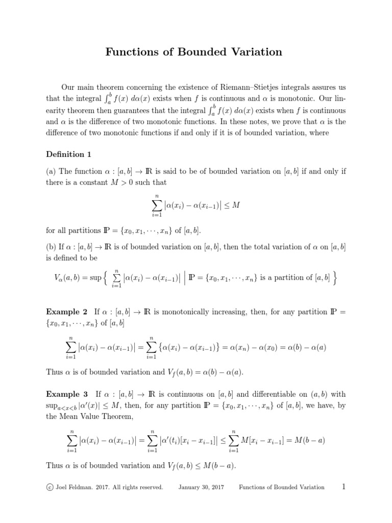 Functions Of Bounded Variation B A B A Pdf Integral Functions