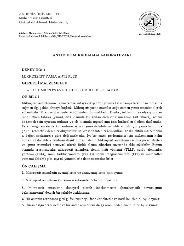 Deney 4 Antenlab | PDF