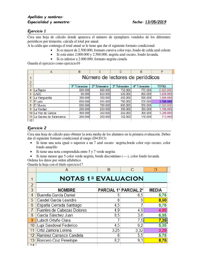 Ejercicio 1 | PDF | Hoja de cálculo | Informática