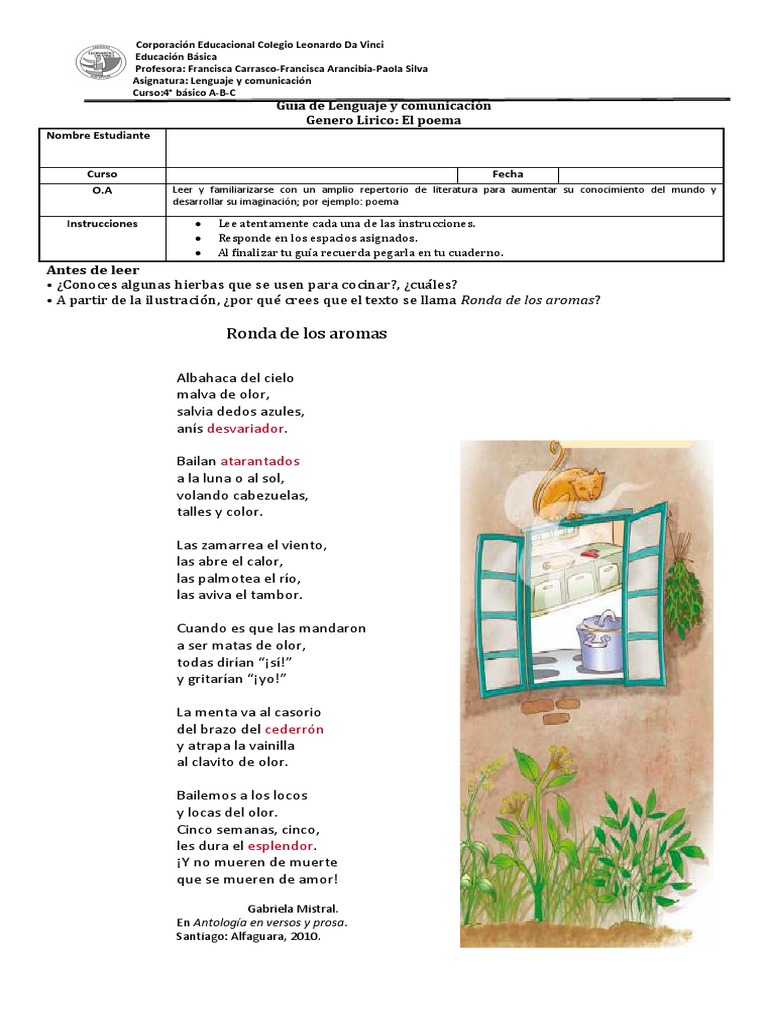 Guía Genero Lirico | PDF | Educación primaria | Comunicación