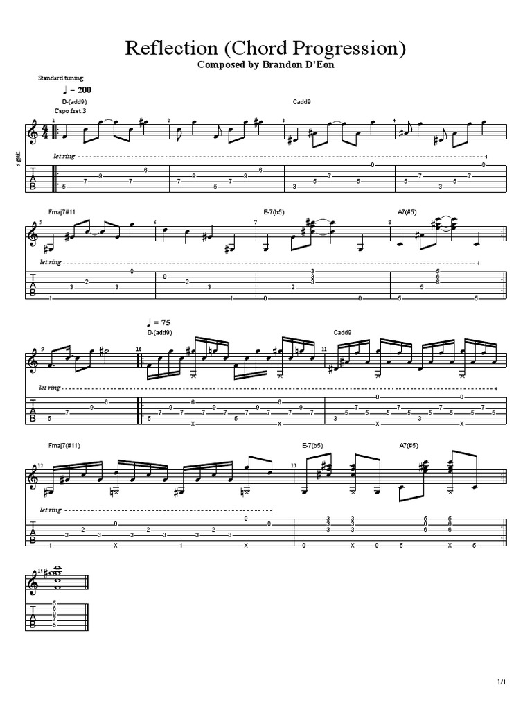 Reflection (Chord Progression) : Composed by Brandon D'Eon | PDF ...