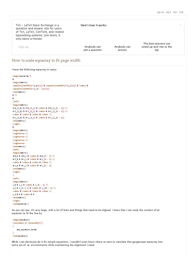 Equations - How To Scale Eqnarray To Fit Page Width - TeX - LaTeX Stack Exchange | PDF | Te X ...