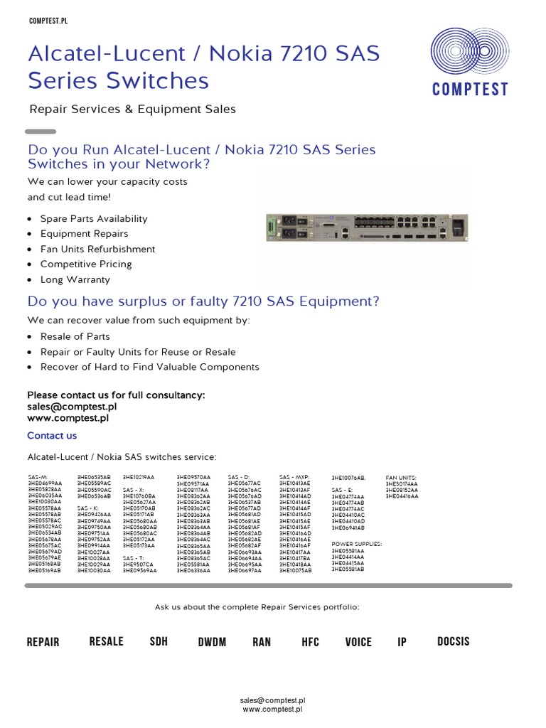 Comptest Poland - Nokia Alcatel - Lucent 7210 SAS Series Switches | PDF ...