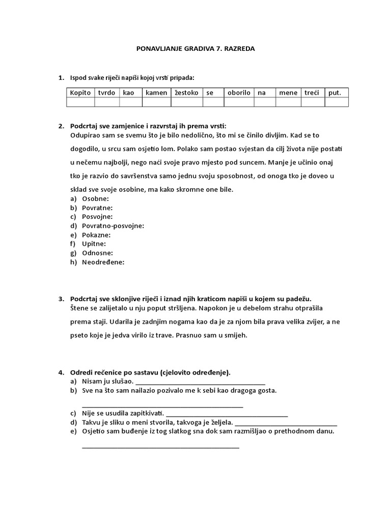 Ponavljanje Gradiva 7 | PDF