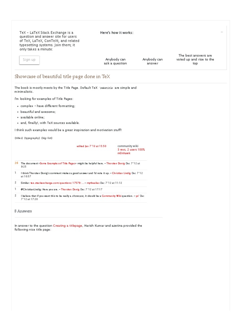Showcase of Beautiful LaTeX Title Pages | PDF | Te X | Abstract (Summary)