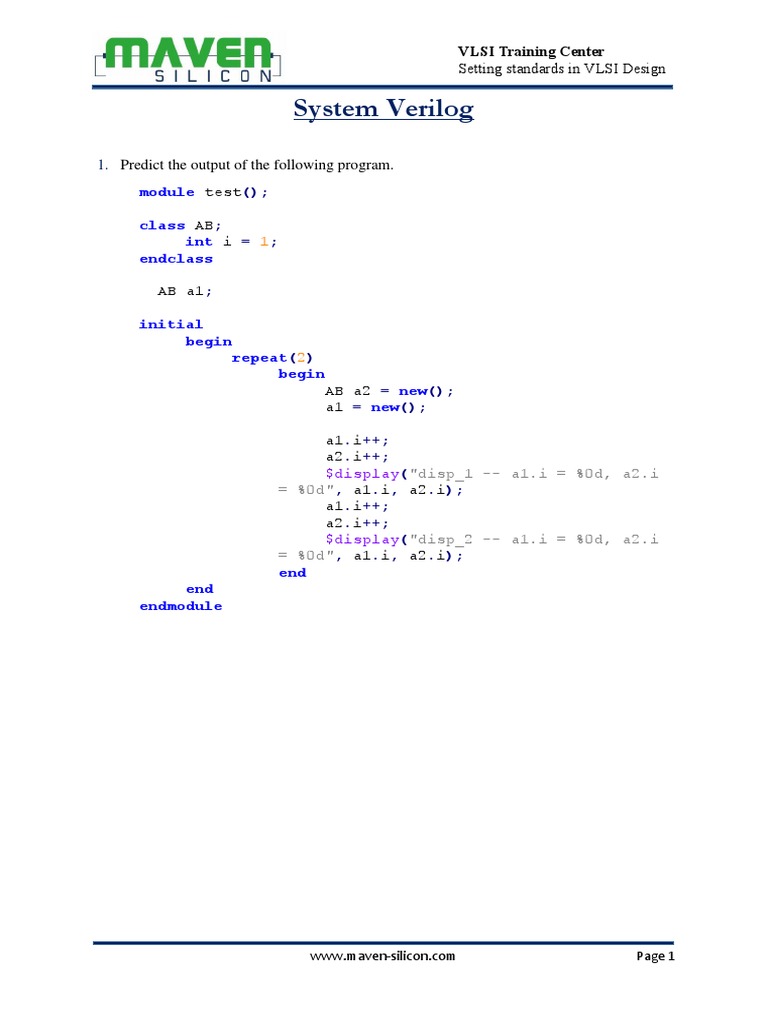 System Verilog Class Int Endclass Pdf Computer Engineering Software Engineering