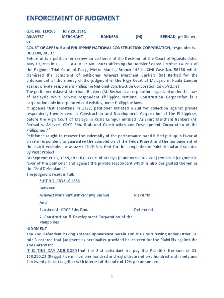 Enforcement of Judgment | PDF | Lawsuit | Res Judicata