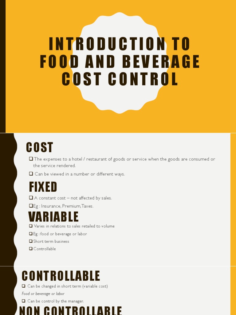 Introduction To Food and Beverage Cost Control | PDF