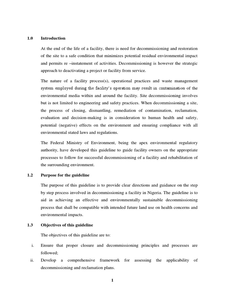 Decommissioning Plan Guidelines for Nigeria | PDF | Environmental ...