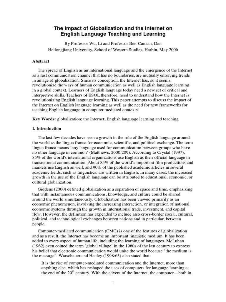 The Impact of Globalization and The Inte PDF | PDF | Reading (Process) | Semiotics