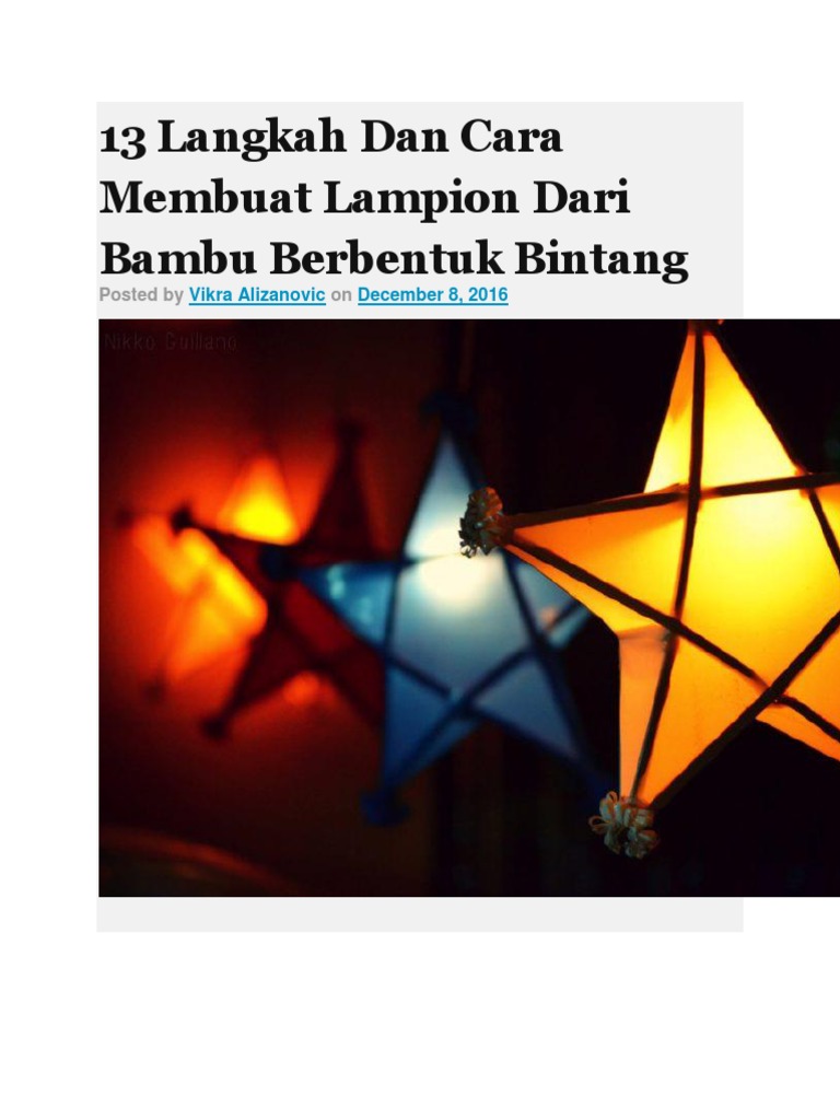 13 Langkah Dan Cara Membuat Lampion Dari Bambu Berbentuk Bintang | PDF