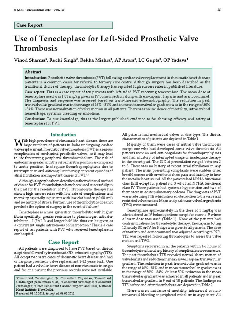12 CR Use of Tenecteplase For PDF | PDF | Ejection Fraction | Heart Valve