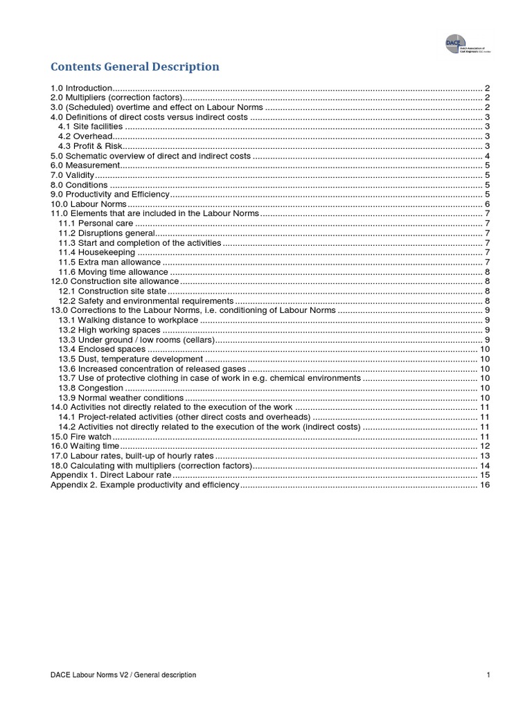 DACE Labour Norms Overview | PDF | Overtime | Employment