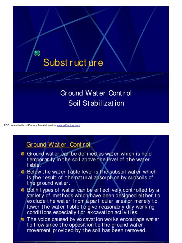 Methods of Groundwater Control and Exclusion | PDF | Deep Foundation | Soil