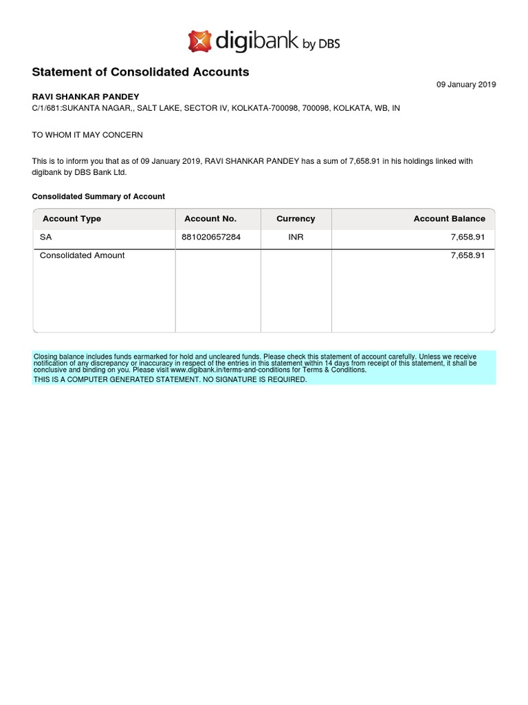 Consolidated Account Statement - Jan 2019 | PDF | Business | Finance ...