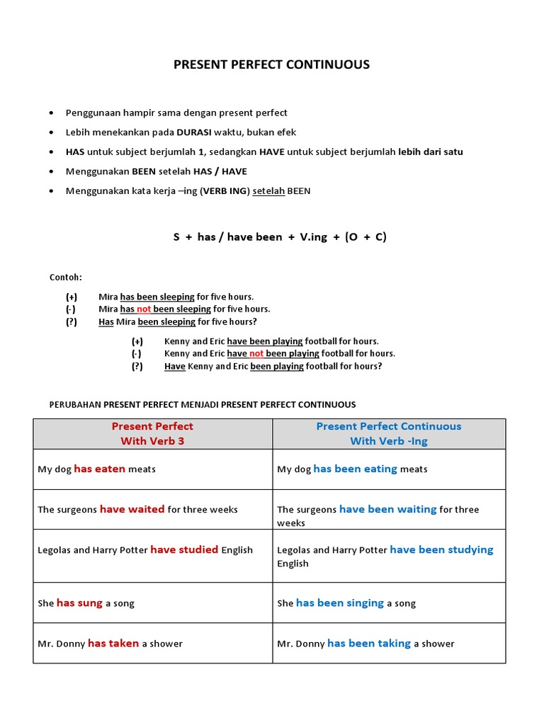 Present Perfect Continuous | PDF | Grammar | Linguistics