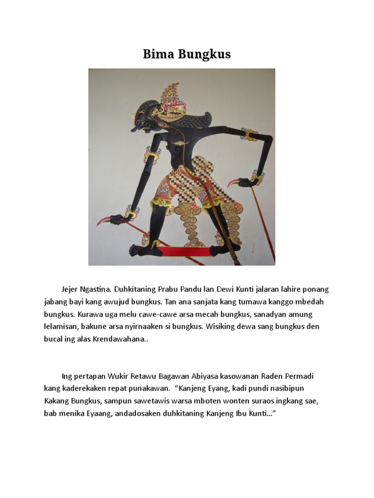 Cerita Wayang Bima Bungkus | PDF