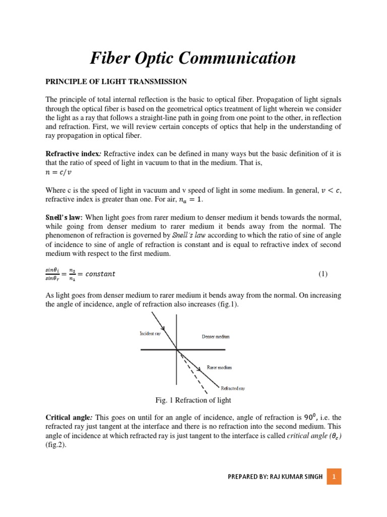 Fiber Optics Notes | PDF | Scattering | Dispersion (Optics)
