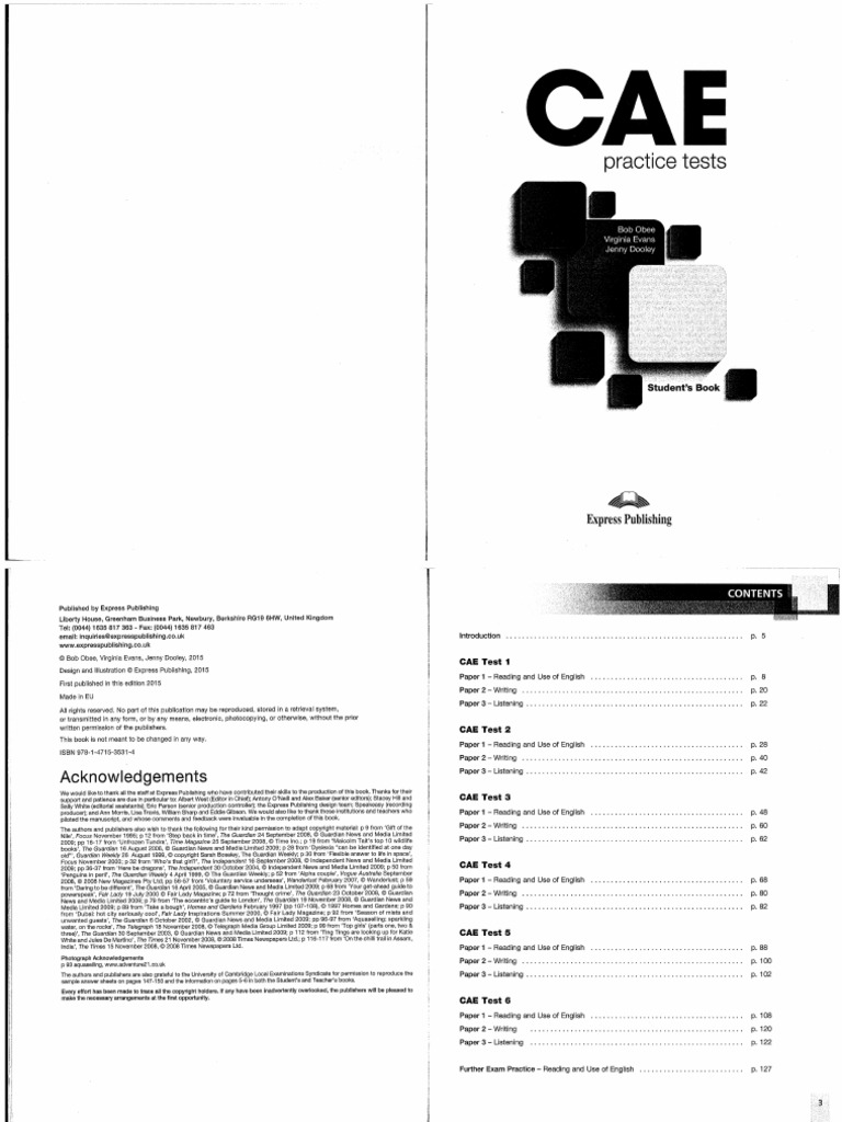 CAE Practice Tests - Evans - SB PDF | PDF
