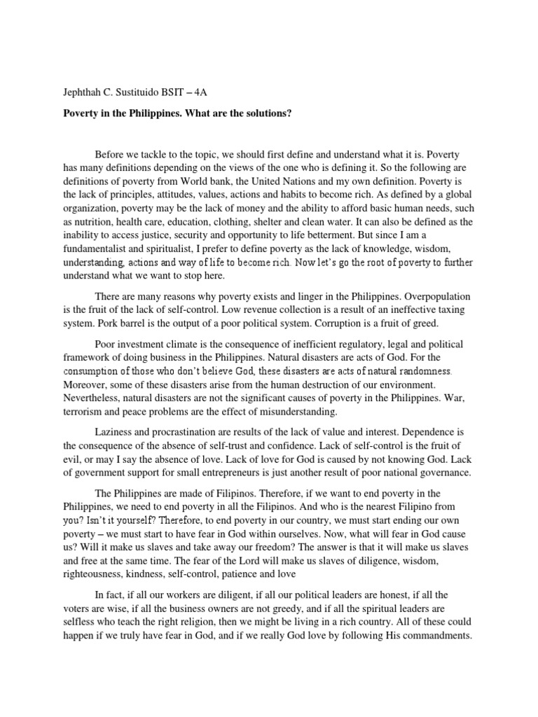 Poverty in The Philippines | PDF | Poverty | Poverty & Homelessness