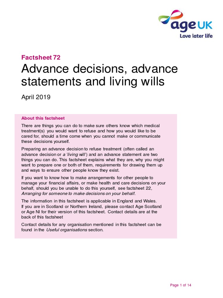 Advance Directive | PDF | Power Of Attorney | Health Care