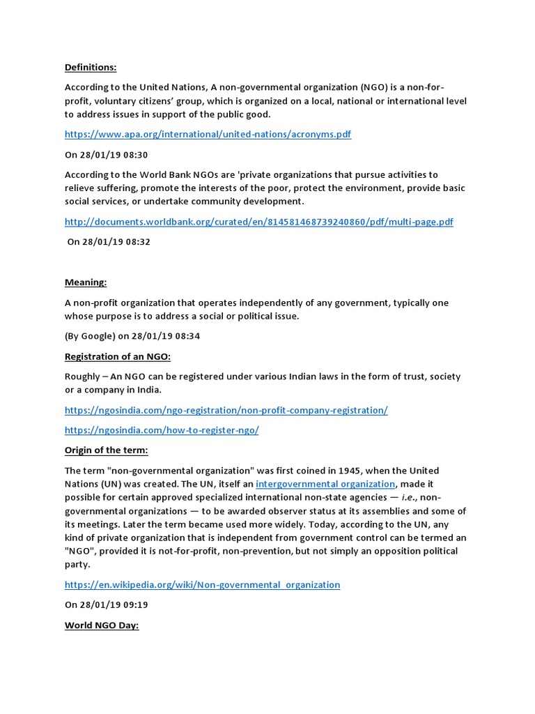 Chapter 1 - Introduction of NGOs | PDF | Non Governmental Organization ...