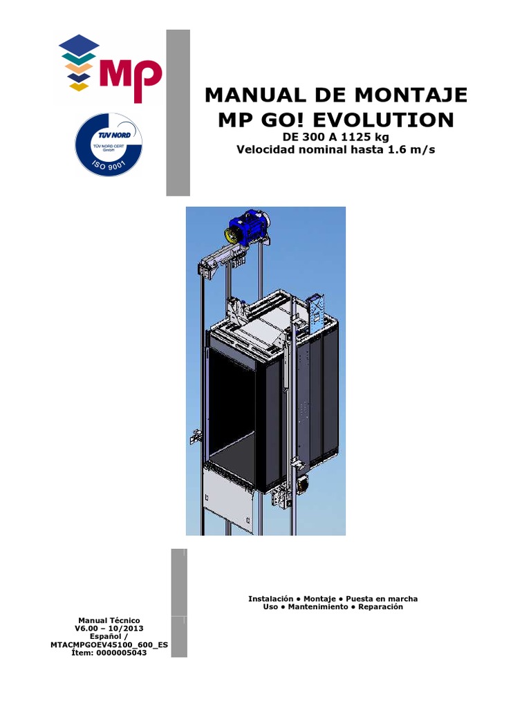 Manual Instalación MP GO! EVOLUTION PDF | PDF | Ascensor | Infraestructura de transporte