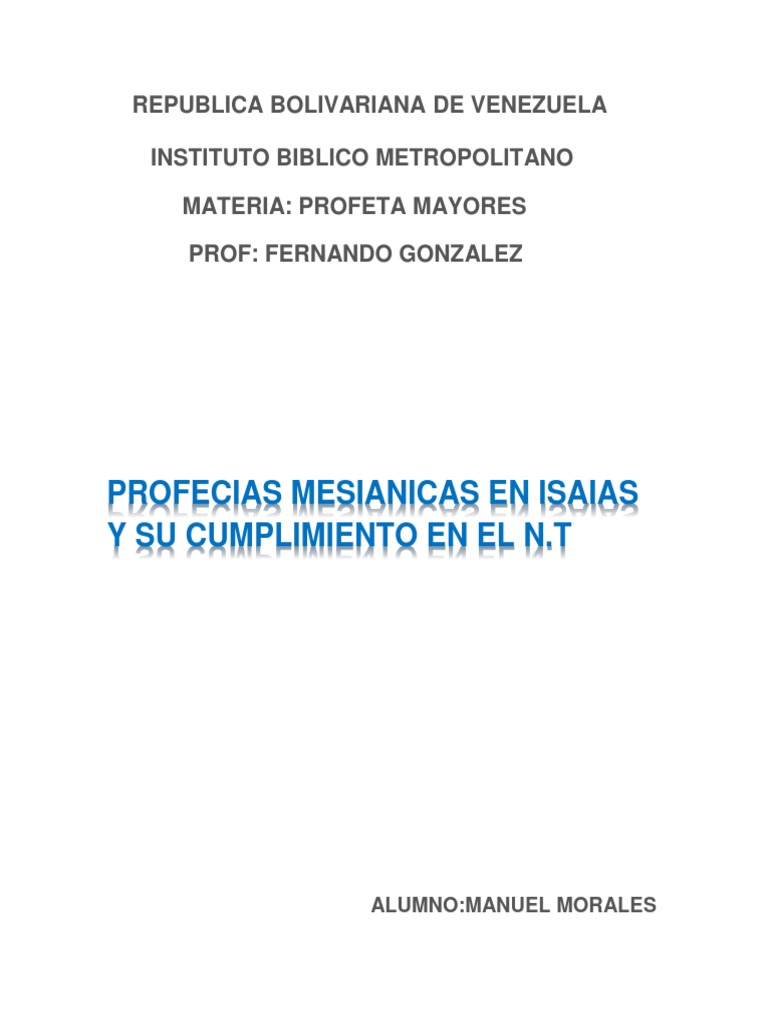 Profecias Mesianicas en Isaias | PDF | Cristo (título) | Profecía