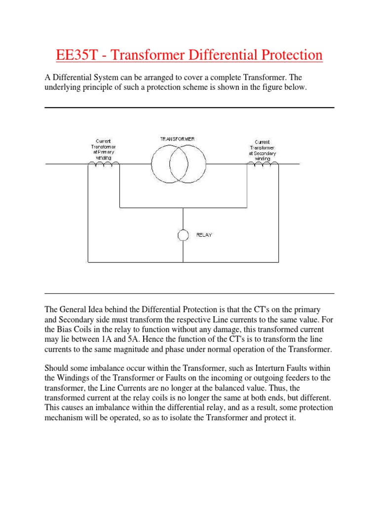 EE35T - Transformer Differential Protection | PDF | Transformer | Relay