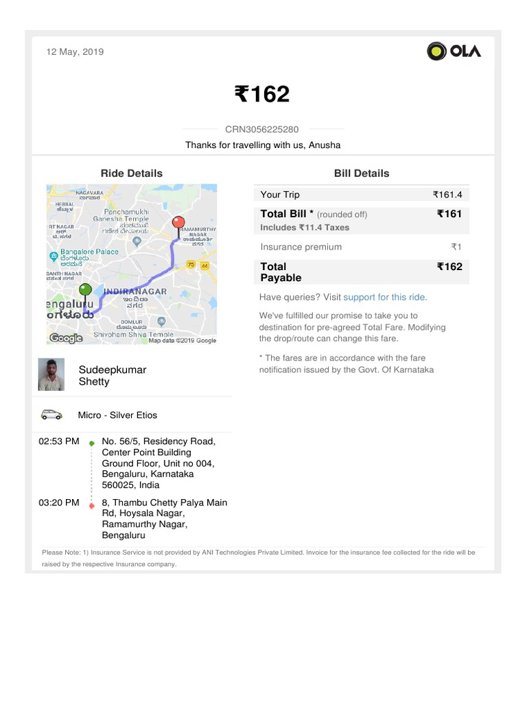 Ola Bill | PDF | Invoice | Services (Economics)