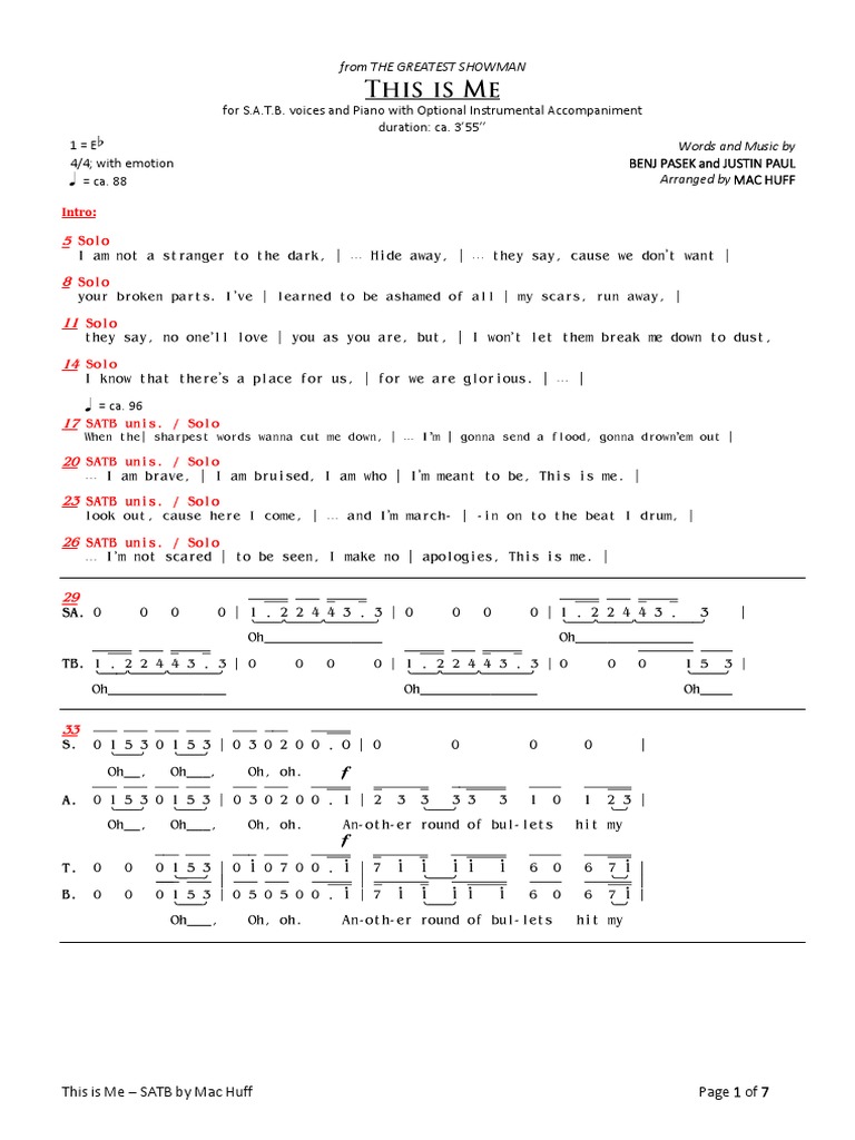 This Is Me PDF | PDF | Musicology | Performing Arts