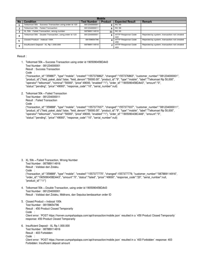 Result UAT Checklist - Mobile Prepaid | PDF | Computing