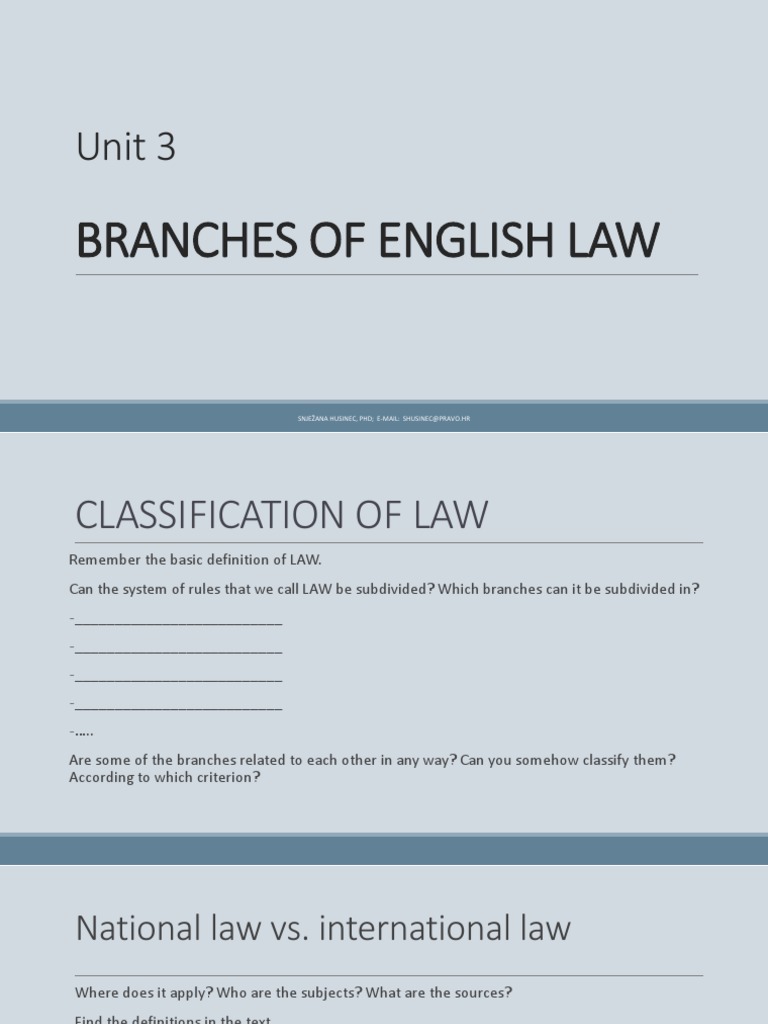 Unit 3.branches of English Law | PDF | English Law | Tort