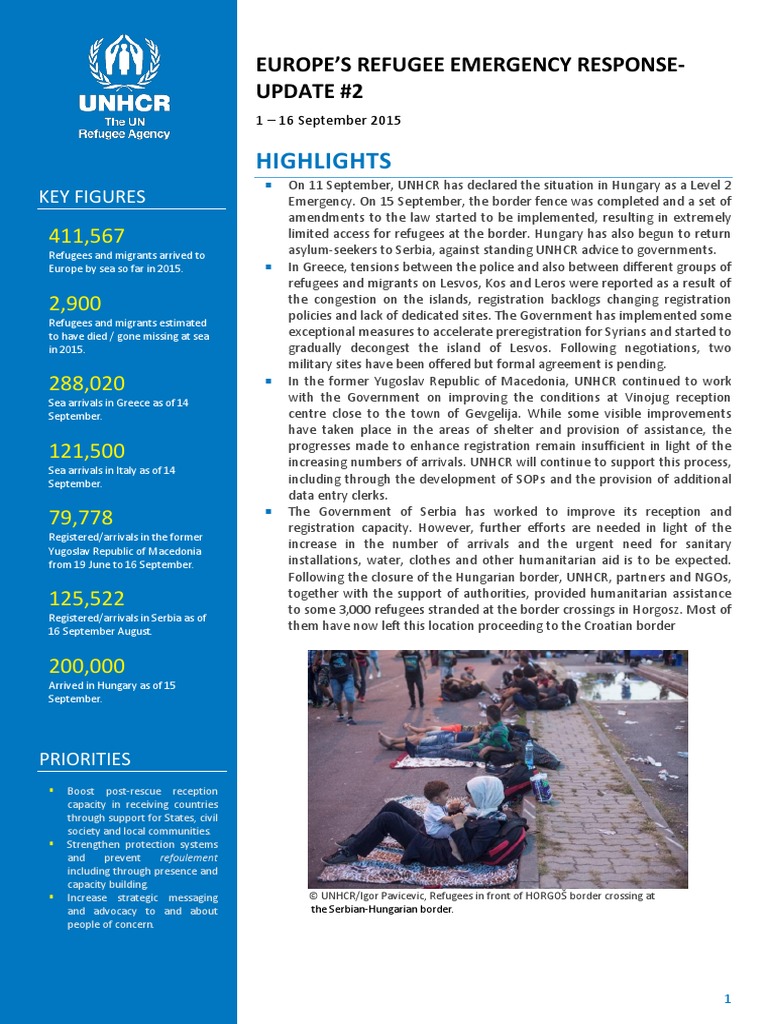 Highlights: Europe'S Refugee Emergency Response-Update #2 | PDF ...