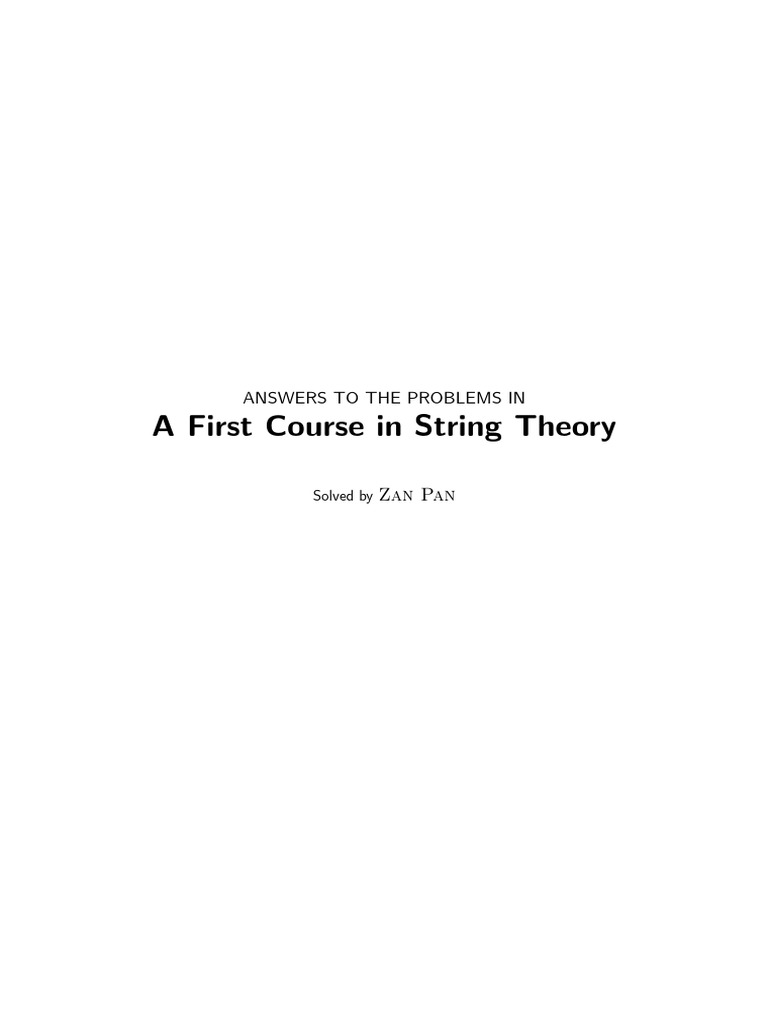 String Theory Solution Manual PDF | PDF | String Theory | Quantum Gravity