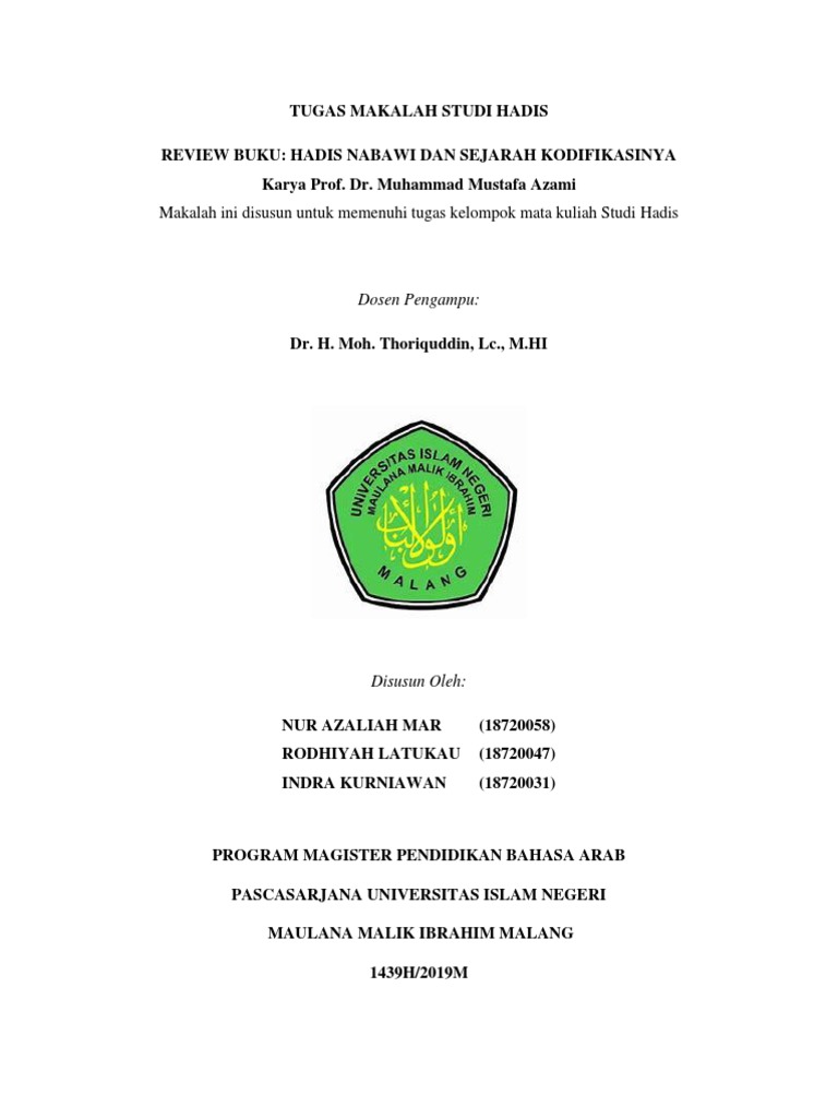 Review Book Studi Hadis Dan Sejarah Kodifikasinya (M.M Azami) | PDF
