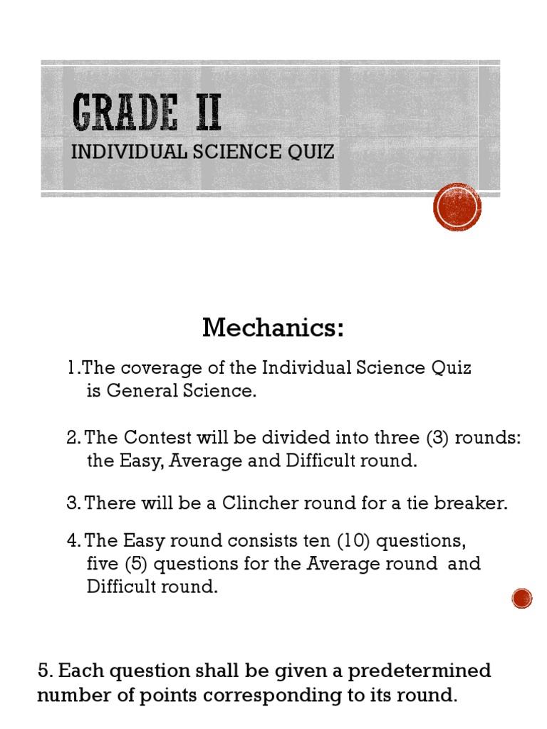 GRADE II - Individual Science Quiz | PDF | Renewable Resources | Sound