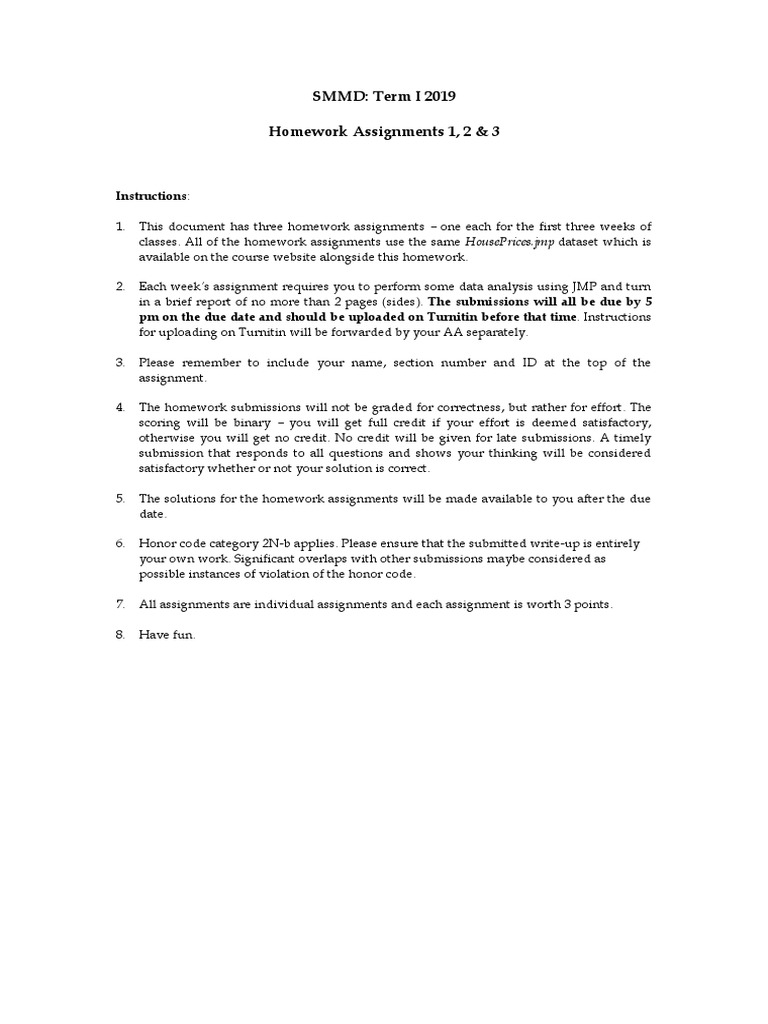 SMMD: Term I 2019 Homework Assignments 1, 2 & 3: Instructions | Download Free PDF | Confidence ...
