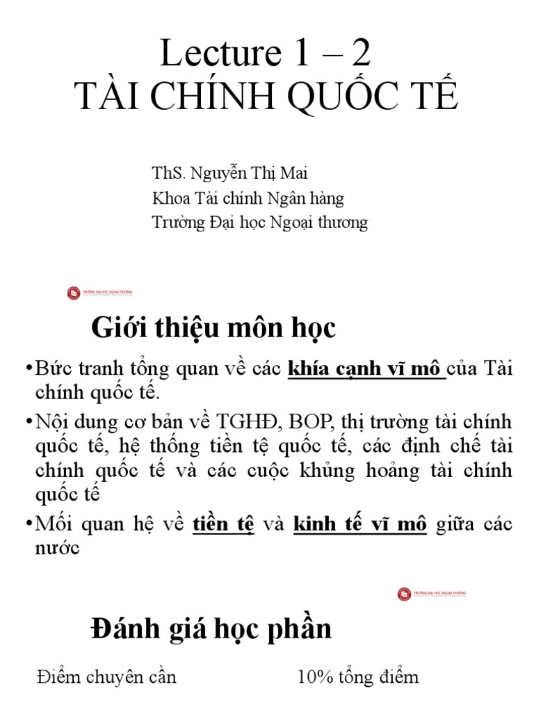 Slide Chương 1 2 TCQT FTU | PDF